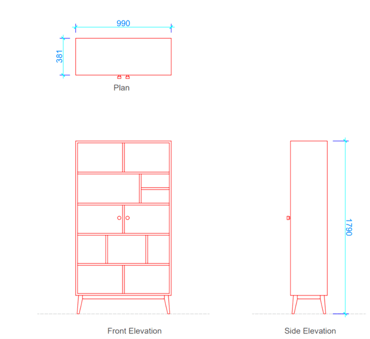 Bookcase Dimensions Free Dwg Layakarchitect