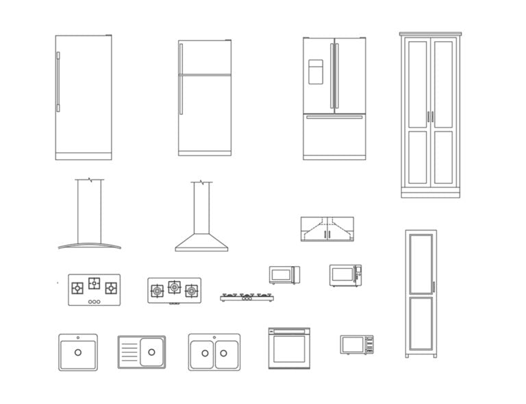 Kitchen Fixtures CAD Block (Download Free Dwg) - Layak Architect