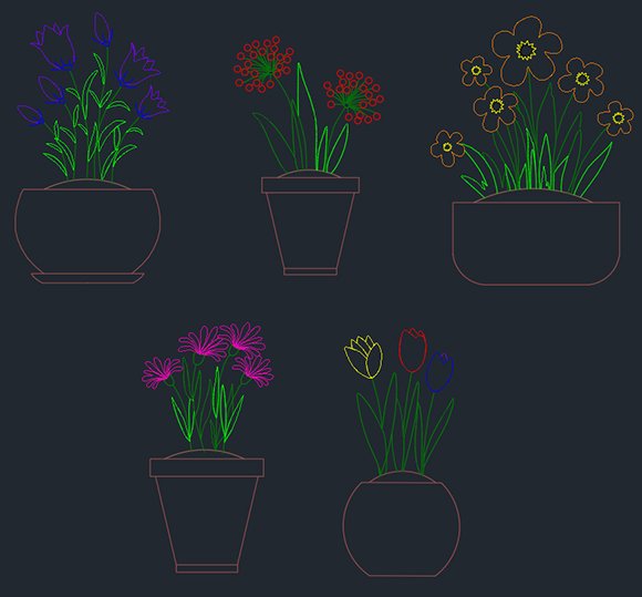 Flower Pots CAD Blocks Download (Free) - layakarchitect