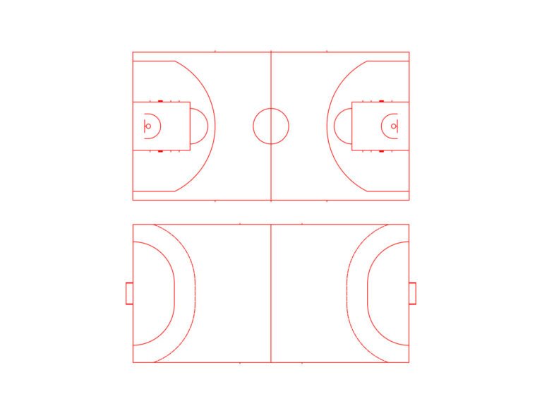 Handball & Basketball Court CAD Block (Free dwg) - layakarchitect