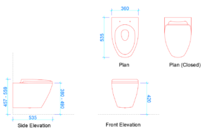 Wall Hung WC (Water Closet) (Dimensions & Dwg) - Layak Architect