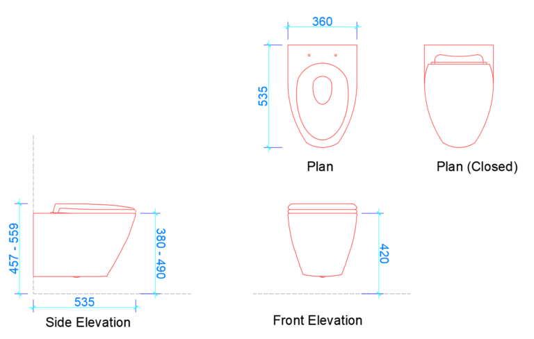 Wall Hung WC (Water Closet) (Dimensions & Dwg) - Layak Architect