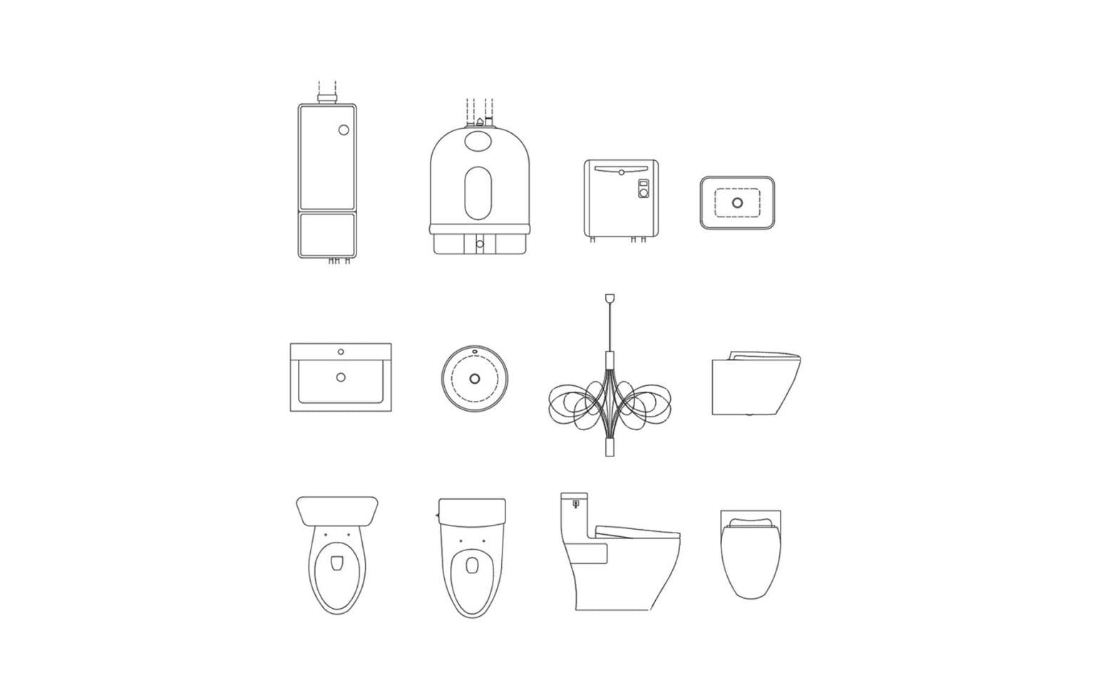 Toilet Fixtures CAD Blocks (Download Free Dwg.) - layakarchitect