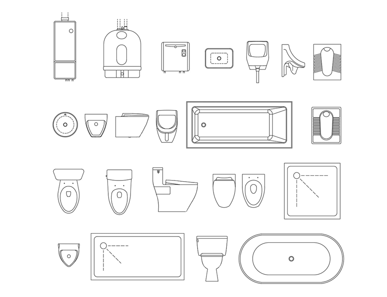 Toilet Fixtures CAD Blocks (Download Free Dwg.) - Layak Architect