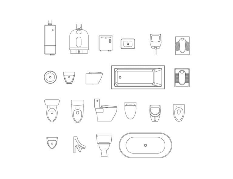 Toilet Fixtures CAD Blocks (Download Free Dwg.) - layakarchitect