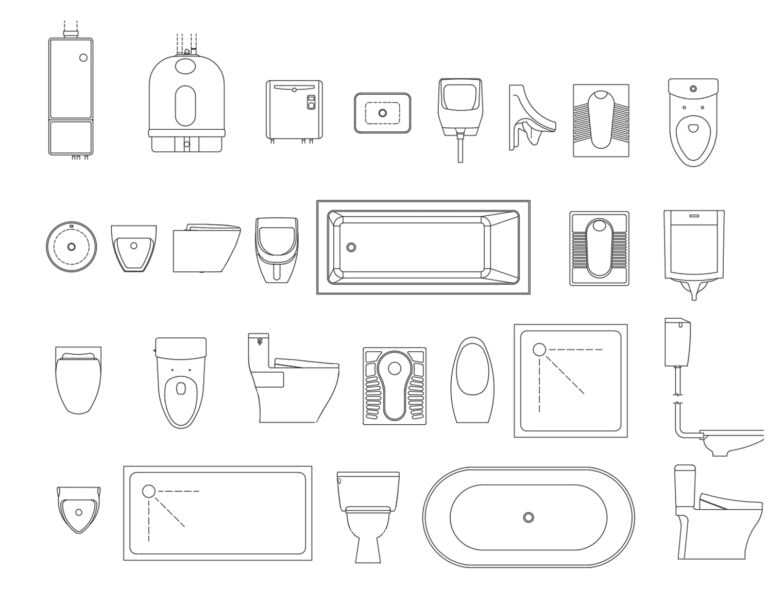 Toilet Fixtures CAD Blocks (Download Free Dwg.) - Layak Architect