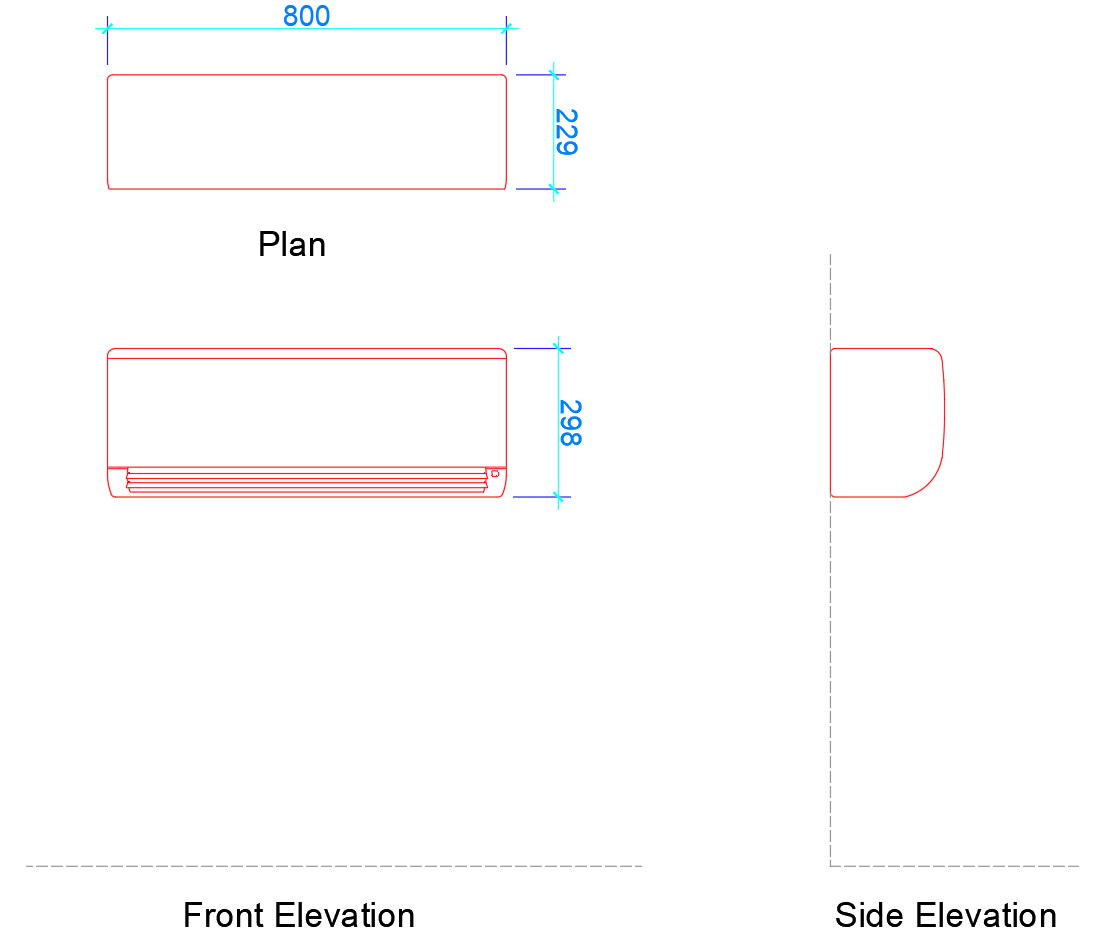 Split AC (Dimensions and Free Dwg.) - Layak Architect