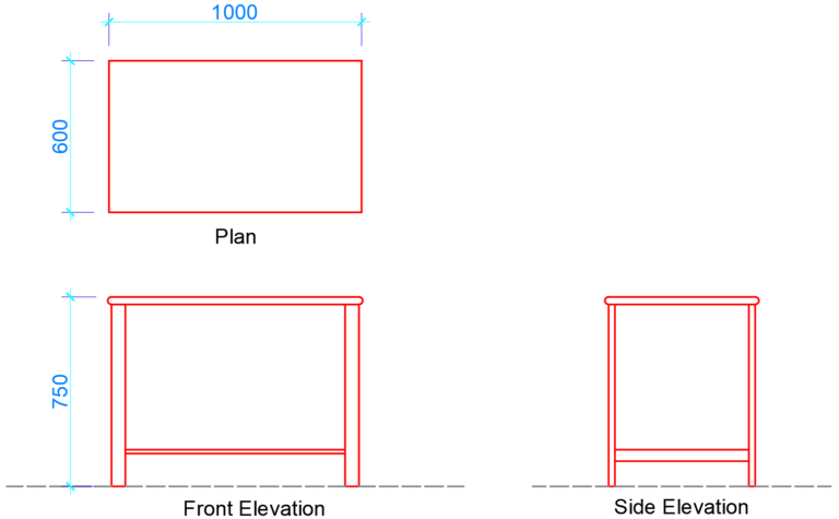 Study Table (Dimensions & Free Dwg.) - Layak Architect