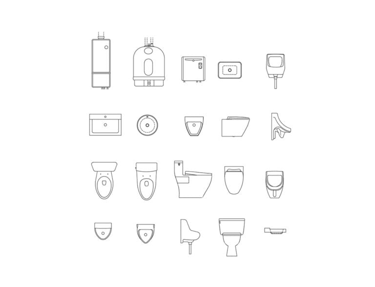 Toilet Fixtures CAD Blocks (Download Free Dwg.) - layakarchitect