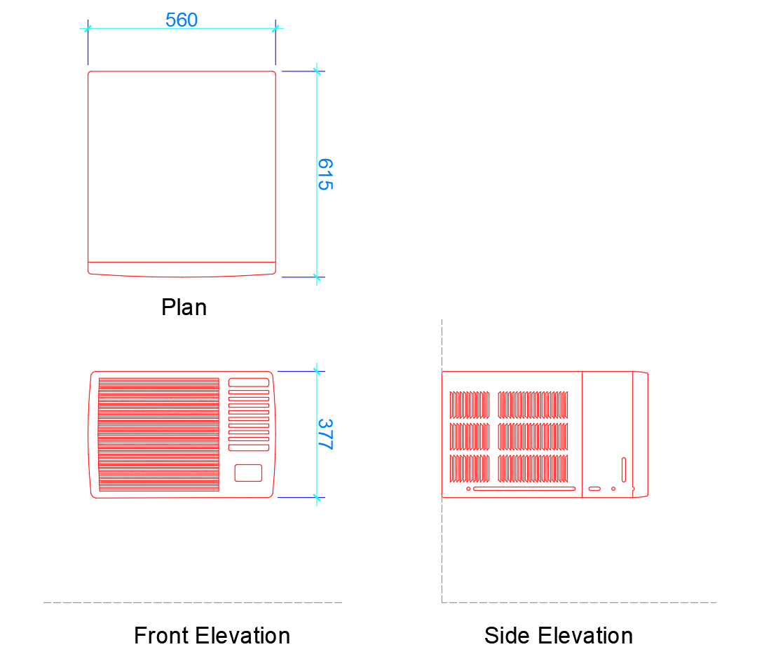 Window AC (Dimensions and Free Dwg.) - Layak Architect