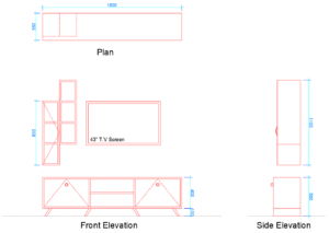 TV Console Dimensions (Download Free Dwg) - Layak Architect