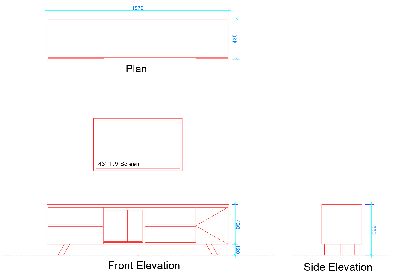 TV Unit Dimensions (Download Free Dwg) - Layak Architect