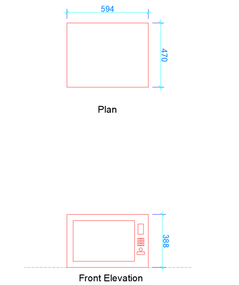 Built-in Microwave Oven Dimensions (Free Dwg) - Layak Architect