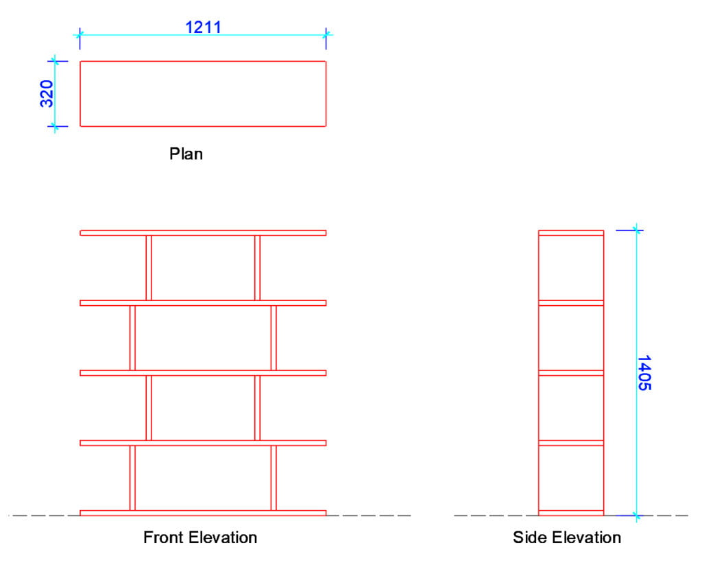 Bookcase (Dimensions & Free Dwg.) - Layak Architect