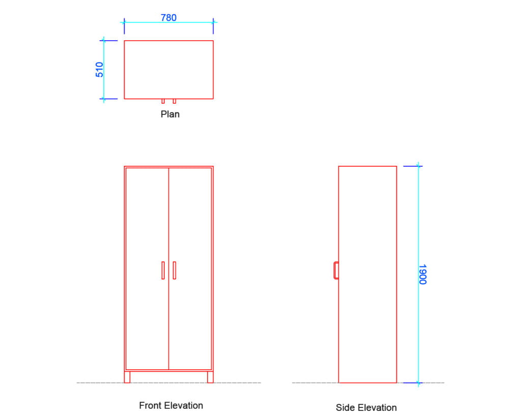 Double Door Wardrobe (Dimensions & Free Dwg.) - Layak Architect