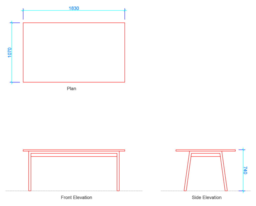 Communal Table (Small) (Dimensions & Free Dwg.) - Layak Architect