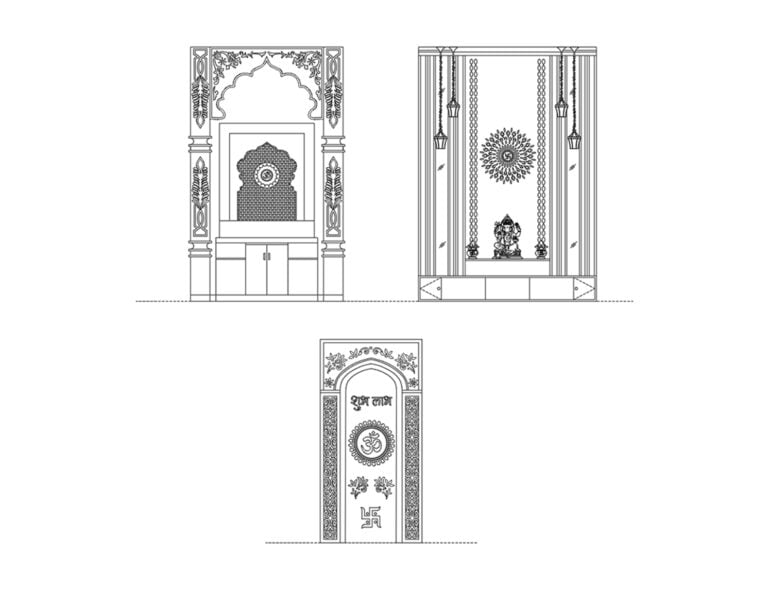 Pooja Mandir CAD Block (Download Free Dwg.) - Layak Architect