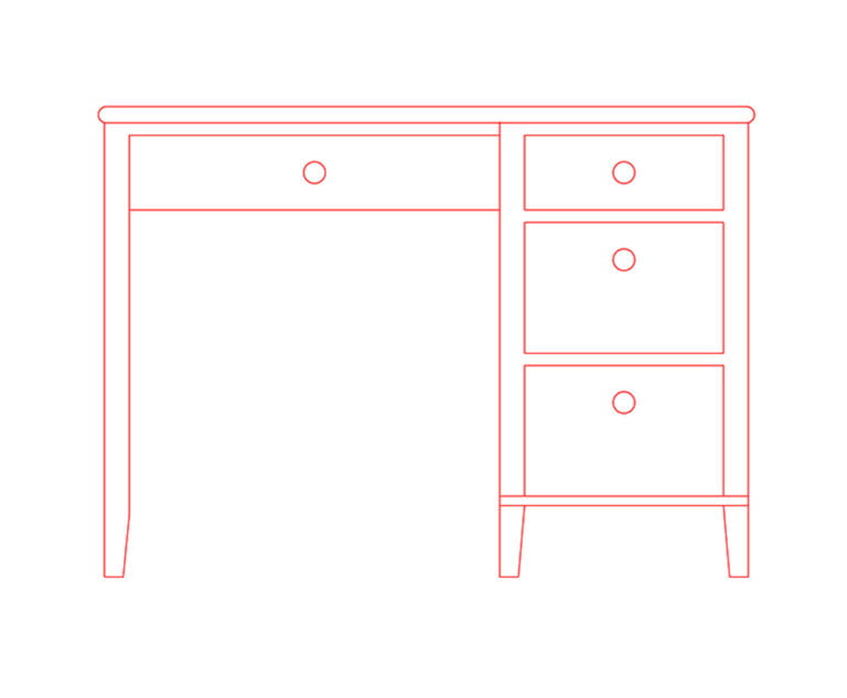 Study Table (Standard Size & Free Dwg.) - Layak Architect
