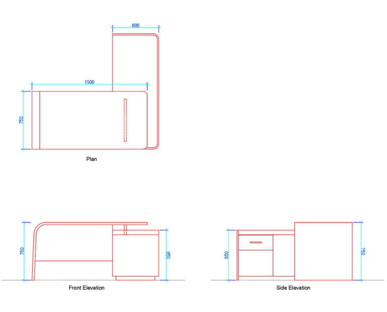 L-Shaped Office Table (Dimensions & Free Dwg.) - Layak Architect