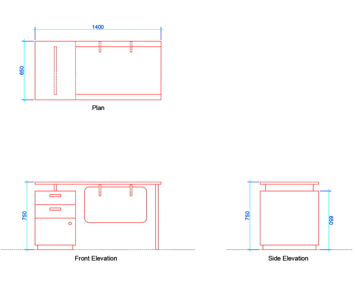 Office Desk (Dimensions & Free Dwg.) - Layak Architect