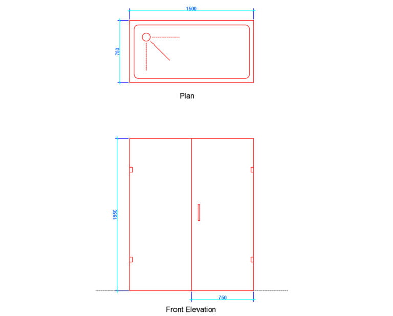 Shower Area (Rectangular Shaped) (Dimensions & FREE Dwg.) - Layak Architect