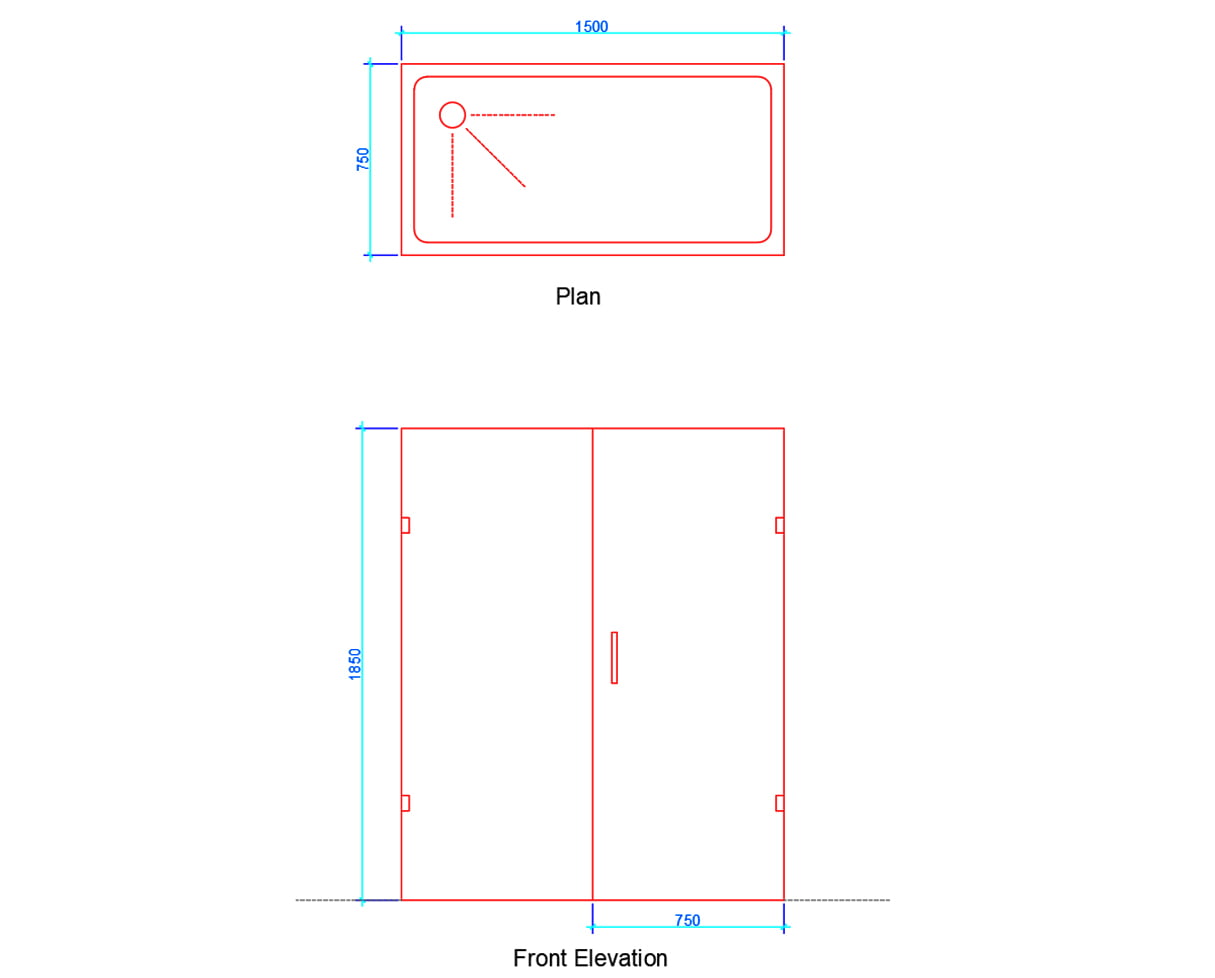 Shower Area (Rectangular Shaped) (Dimensions & FREE Dwg.) - Layak Architect