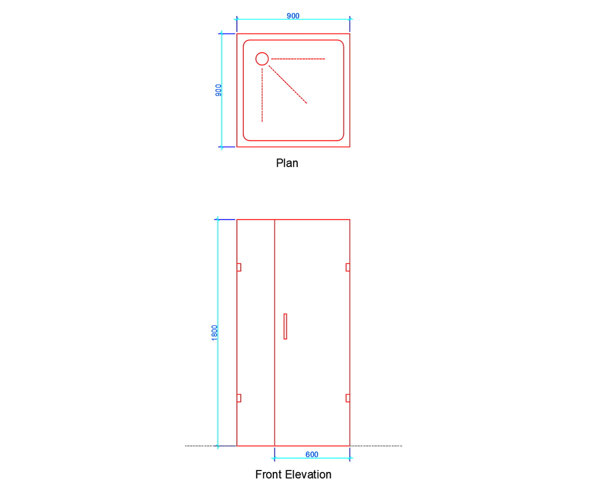 Standard Dimensions of Shower Area (Square Shaped)(Free Dwg.) - Layak ...