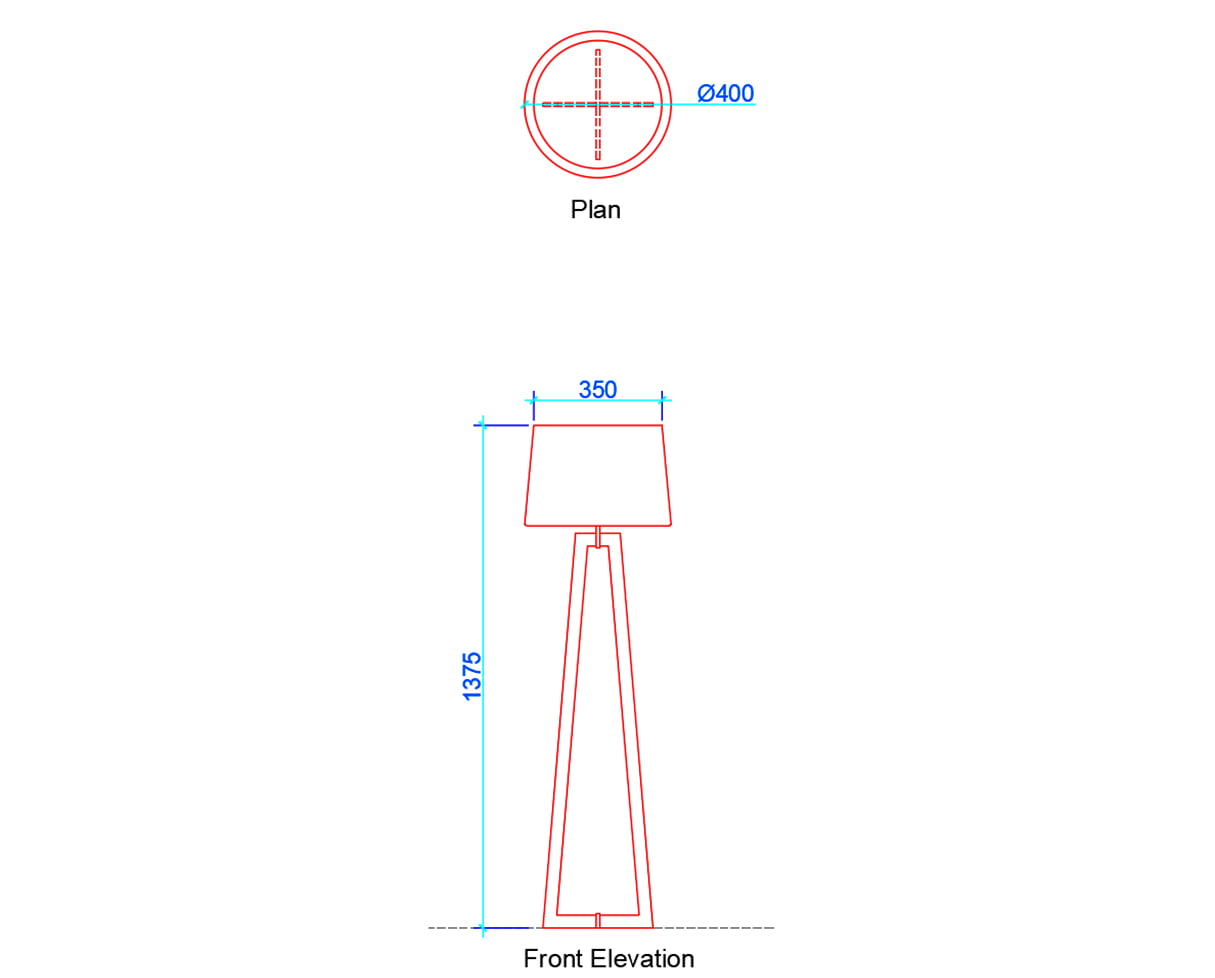 Floor Lamp Dimensions in mm (Download FREE Dwg.) - Layak Architect