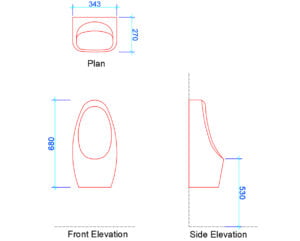 Urinal Dimension (Download FREE Dwg.) - Layak Architect