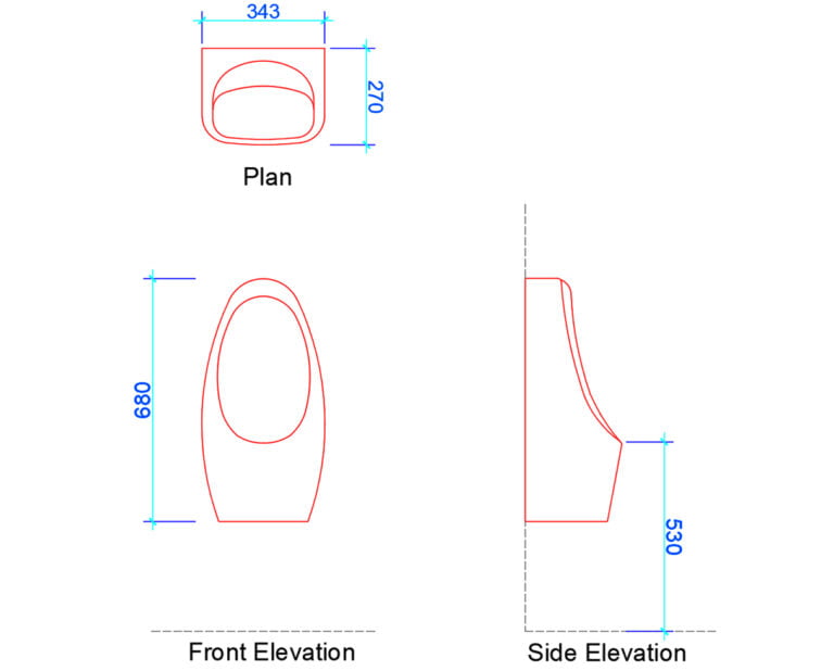 Urinal Dimension (Download FREE Dwg.) - Layak Architect