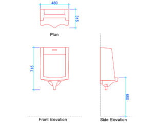 Dimensions of Urinal (Top Inlet) (Download FREE Dwg.) - Layak Architect