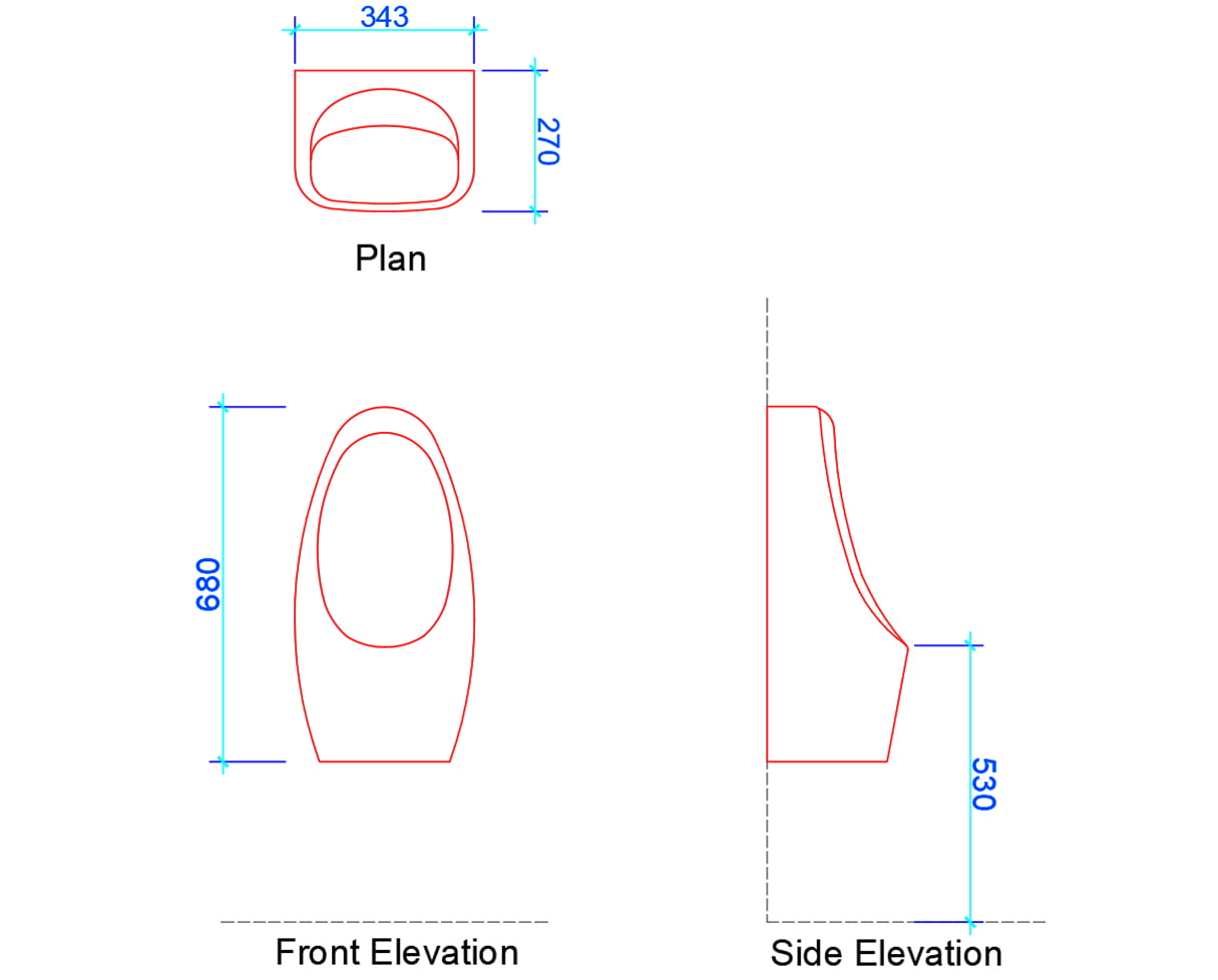 Urinal Dimension (Download FREE Dwg.) - Layak Architect