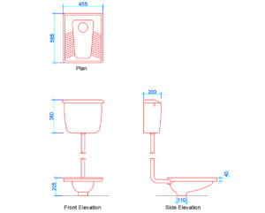 Commode with Flush Tank Dimensions (Download Free Dwg) - Layak Architect