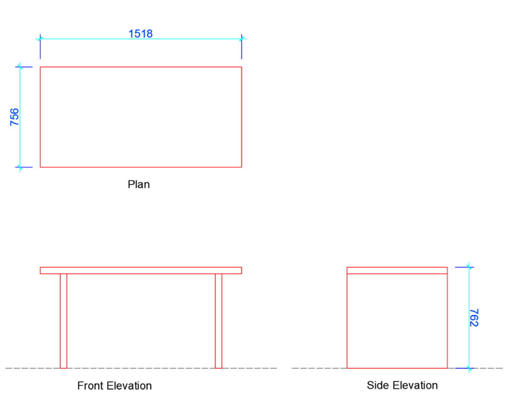 Desk Dimensions in mm (Download Free dwg.) - Layak Architect