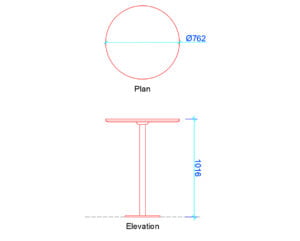 Cafe Table (Bar Height 2 seater) (Dimensions) - Layak Architect