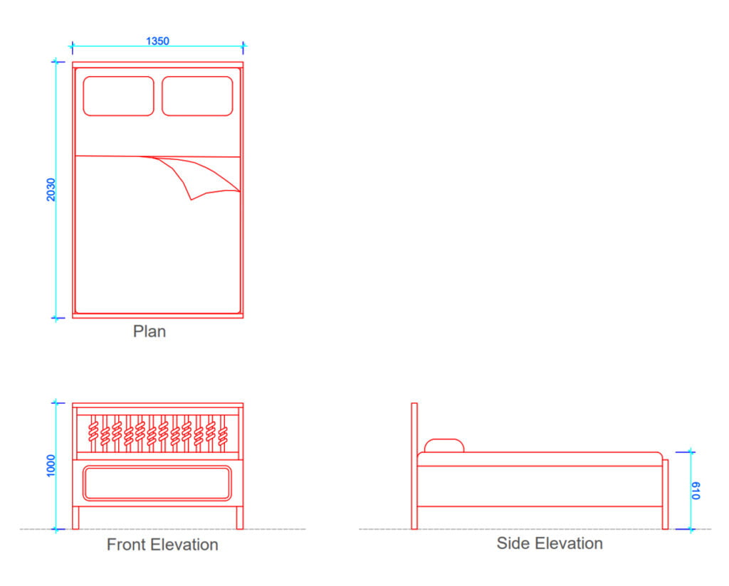 Full Bed (XL) [Dimensions & Free Dwg.] - Layak Architect