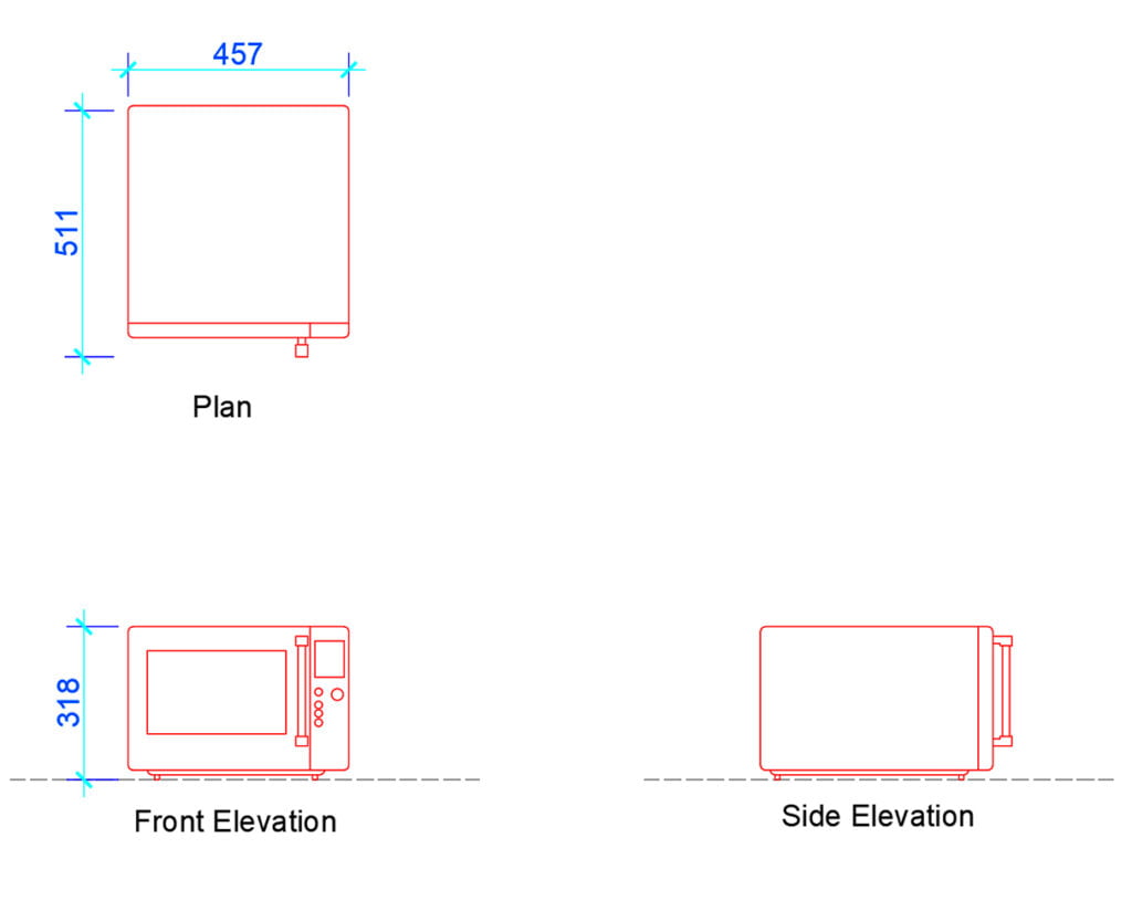 Dimensions of Microwave {Quick Touch (Download Free Dwg.)} - Layak ...