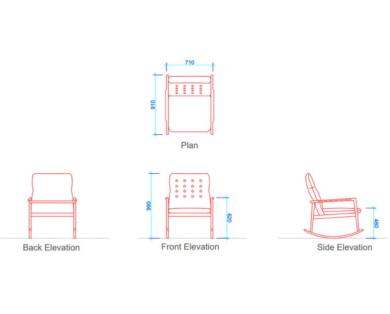Risom Rocker Dimensions (Download & Free Dwg.) - Layak Architect