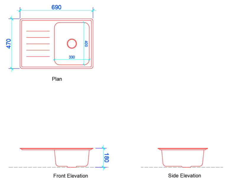 Top Mount Kitchen Sink Dimensions (Download Free Dwg.) - Layak Architect