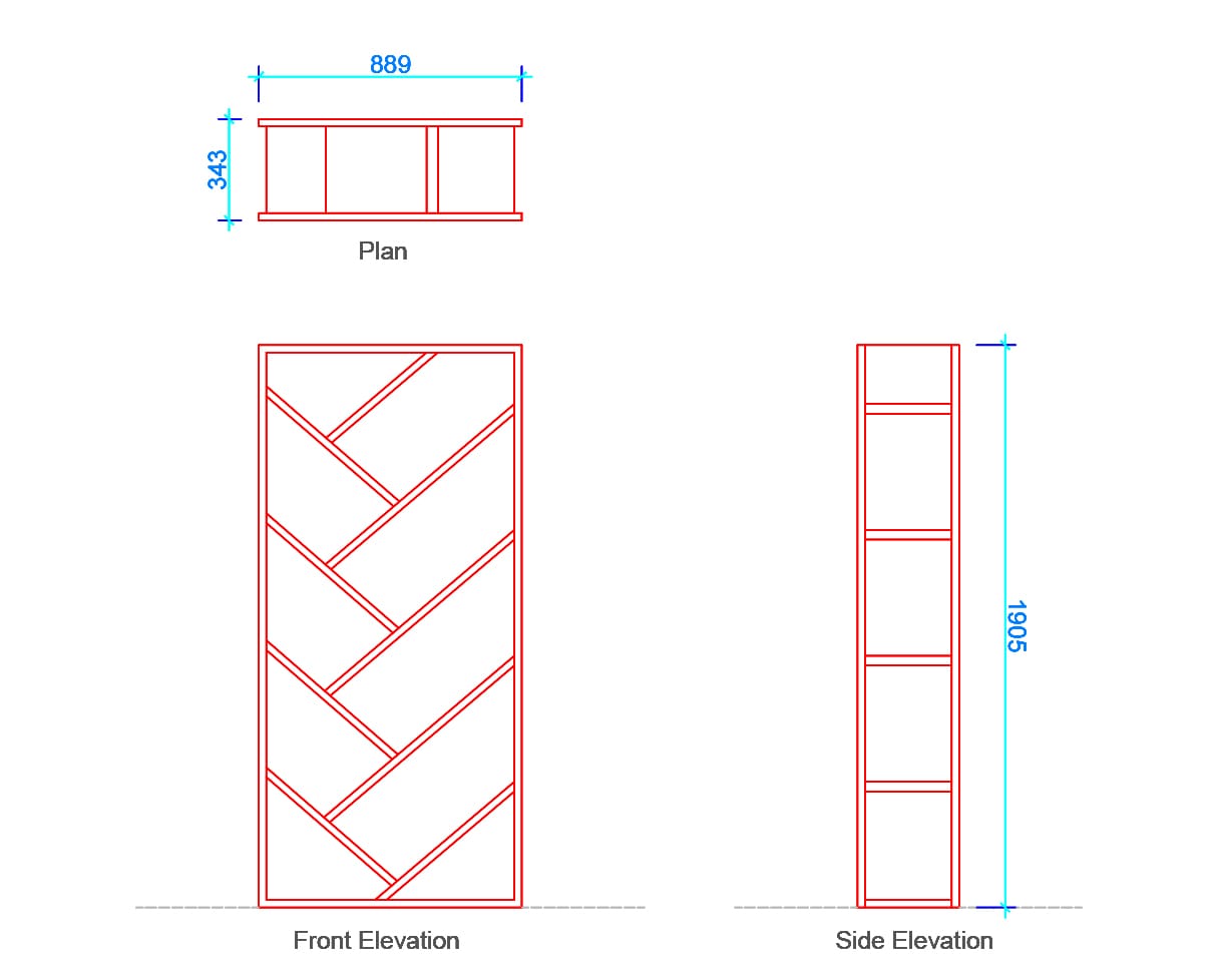 Open Bookshelf Dimensions (Download Free Dwg.) - Layak Architect